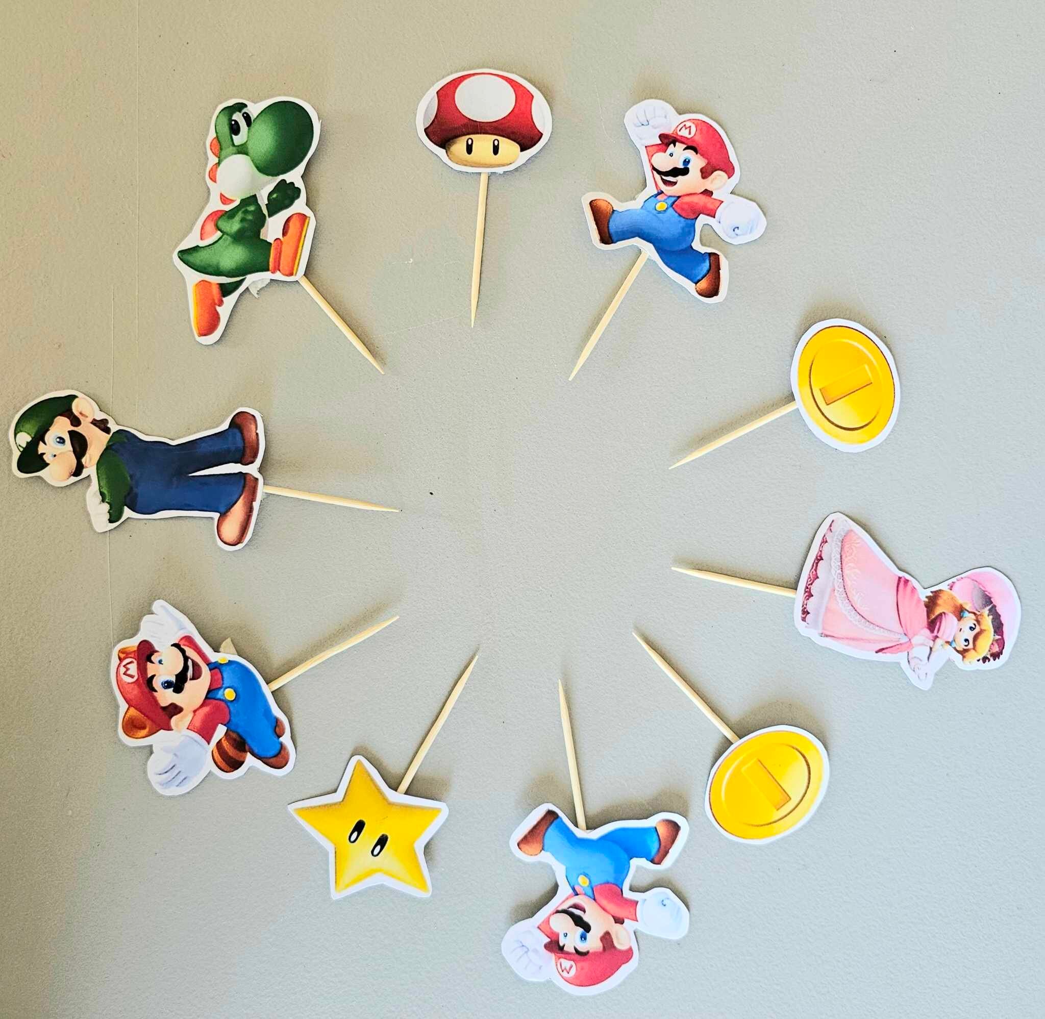 12 Pcs of Super Mario Cup Cake TOPPERS Cupcake Toppers SUPER MARIO ...