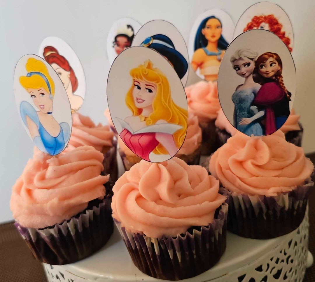 12 Pcs of Princess Cup Cake TOPPERS Cupcake Toppers Princess Theme ...