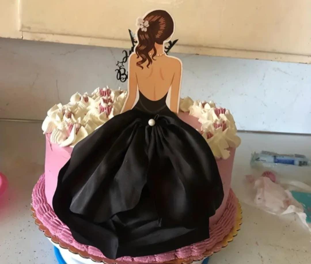 Bridal Cake Topper, Woman Lady Back in Wedding Dress Cake Topper Bridal ...