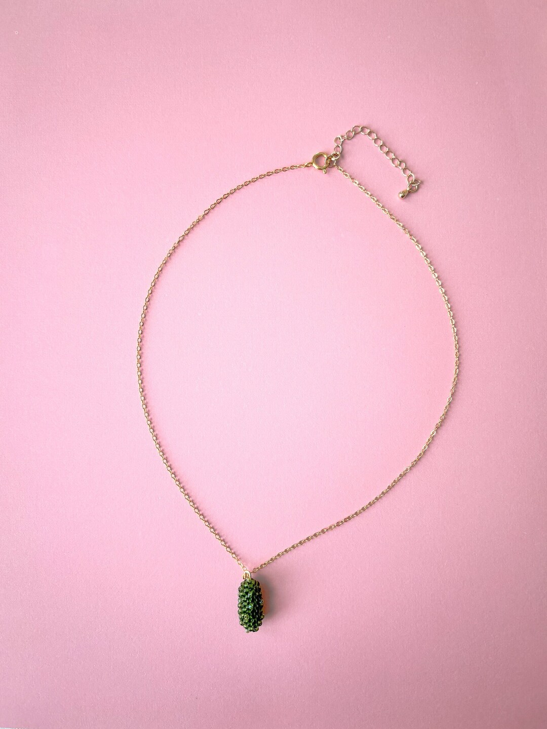 Beaded Green Pickle Necklace, Green and Red Jewelry, Seed Bead ...