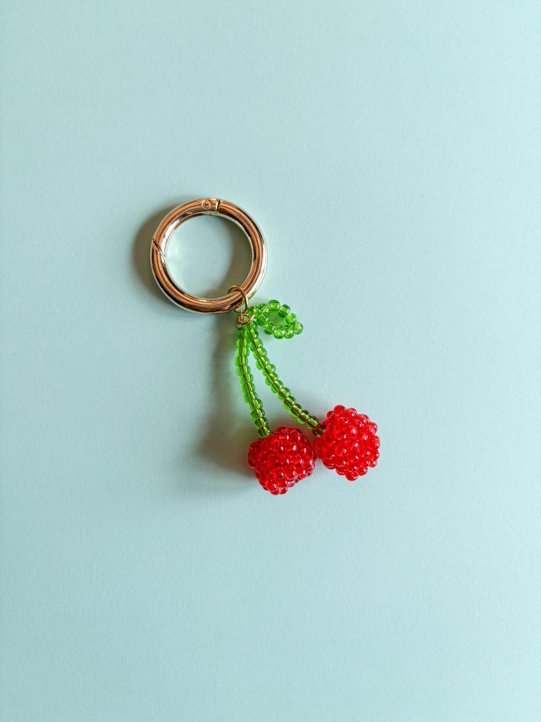Bread Red Cherry Seed Bead Key Chain, Purse Accessories - Etsy