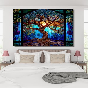Tree of Life Stained Glass Window Glass Wall Art Work, Stain Glass ...