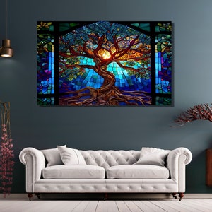 Tree of Life Stained Glass Window Glass Wall Art Work, Stain Glass ...