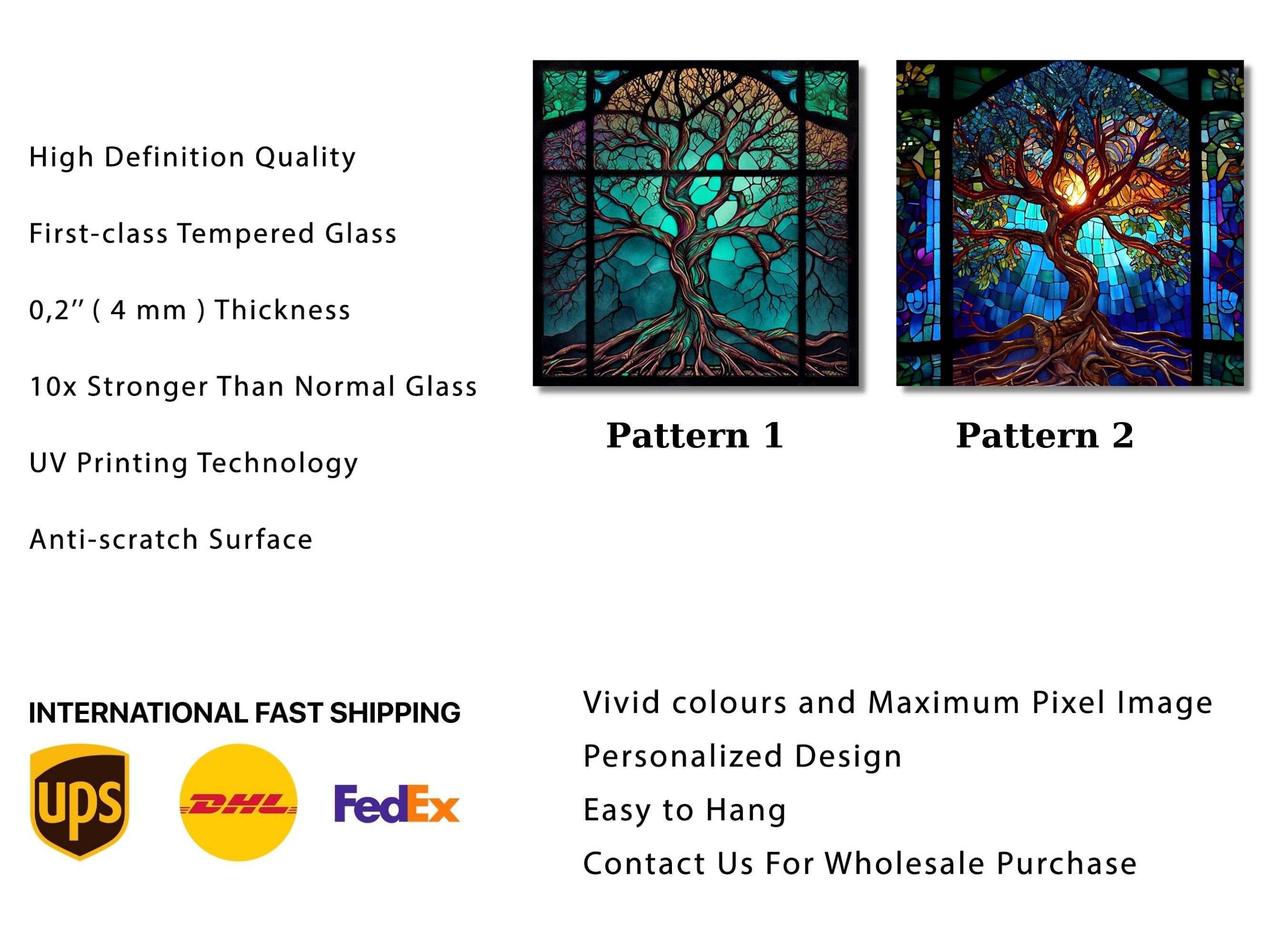 Tree of Life Stained Glass Wall Painting Art Work, Stained Glass Window ...