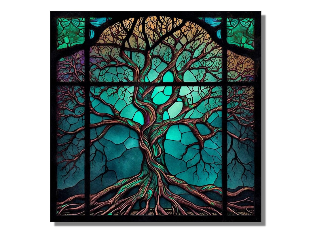 Tree of Life Stained Glass Wall Painting Art Work, Stained Glass Window ...