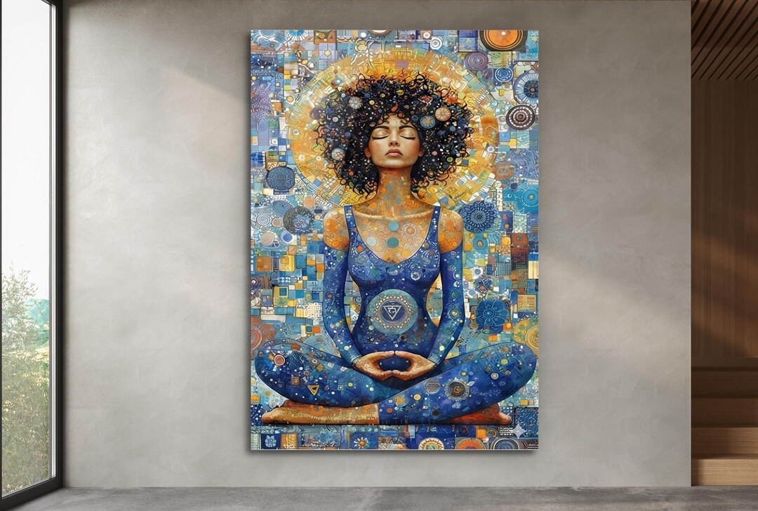 Chakra Woman Glass Wall Art: Colorful Mosaic Style Print - Etsy