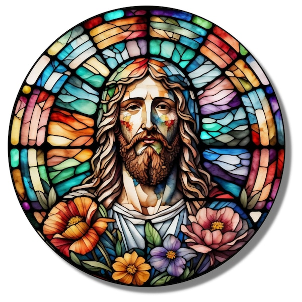 Stained Glass Painting Jesus - Etsy