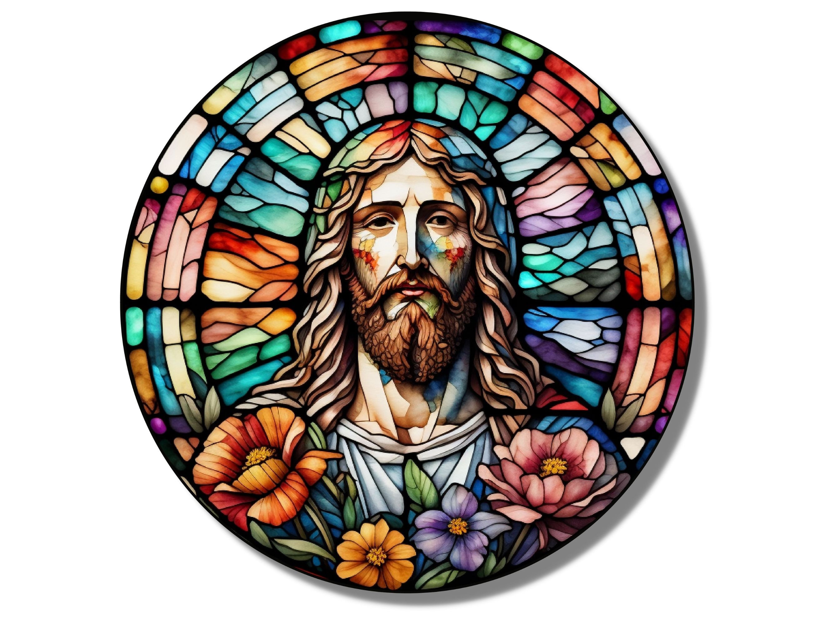 Jesus Christ Stained Glass Art Wall Painting Gift , Home Glass Printing ...