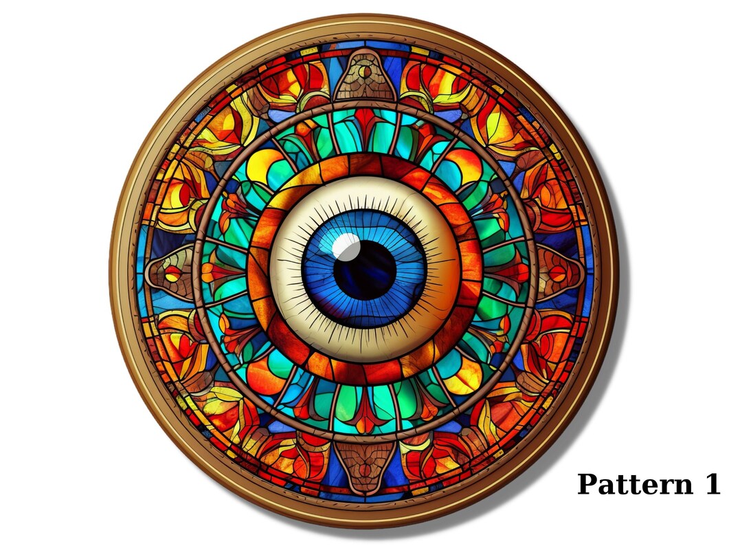 Evil Eye Stained Glass Window Wall Hangings Wall Painting Round, Home ...
