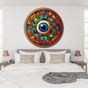 Evil Eye Stained Glass Window Wall Hangings Wall Painting Round, Home ...