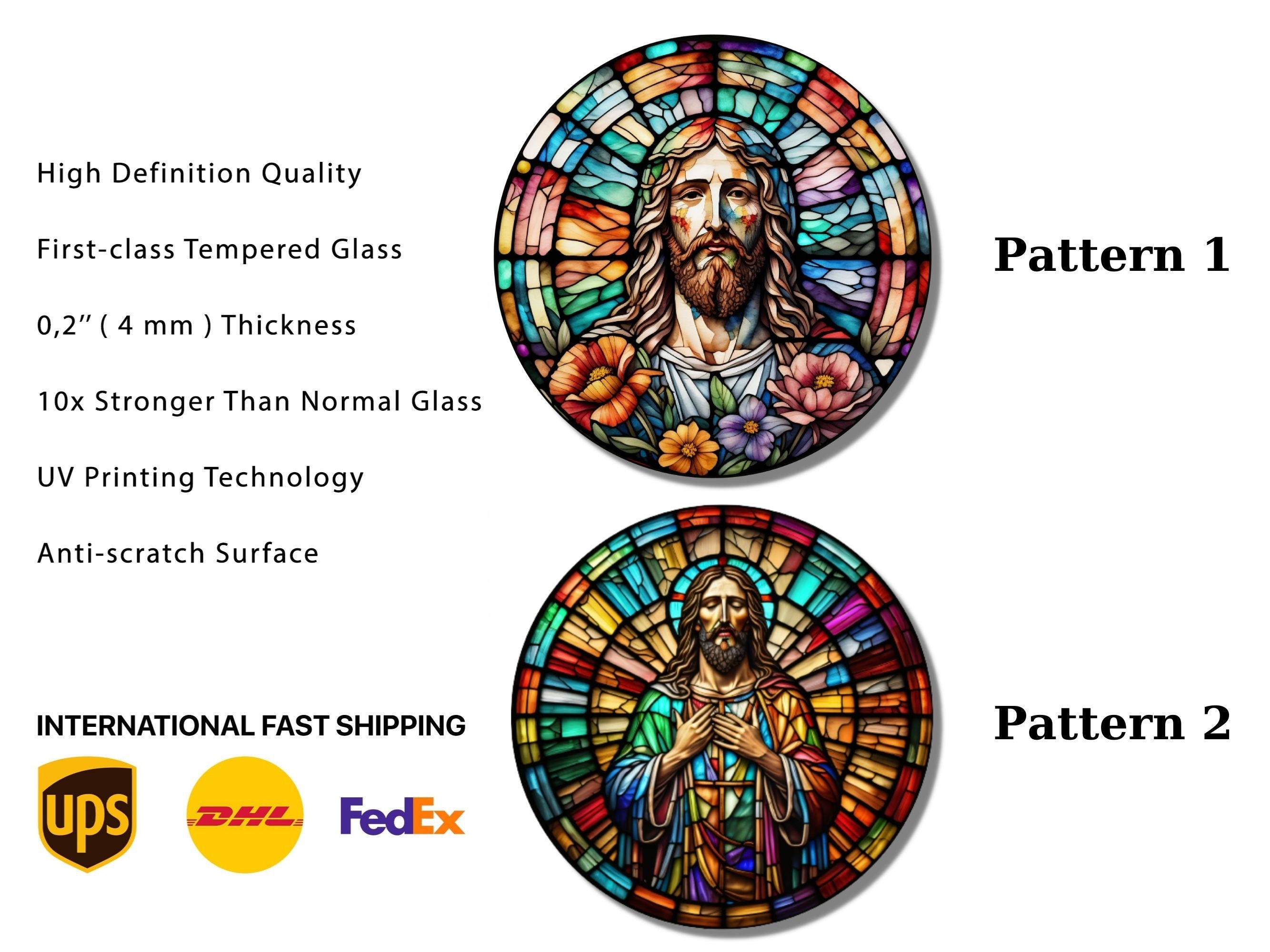 Jesus Christ Stained Glass Art Wall Painting Gift , Home Glass Printing ...
