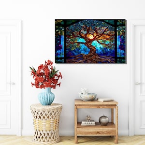 Tree of Life Stained Glass Window Glass Wall Art Work, Stain Glass ...