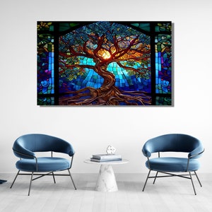 Tree of Life Stained Glass Window Glass Wall Art Work, Stain Glass ...