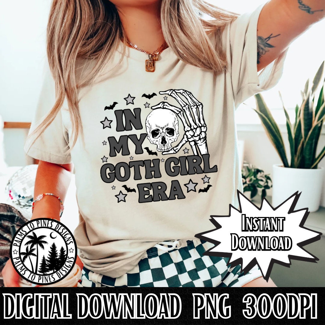 Goth Skeleton Design, in My Goth Girl Era Design, Skeleton PNG, Teen ...