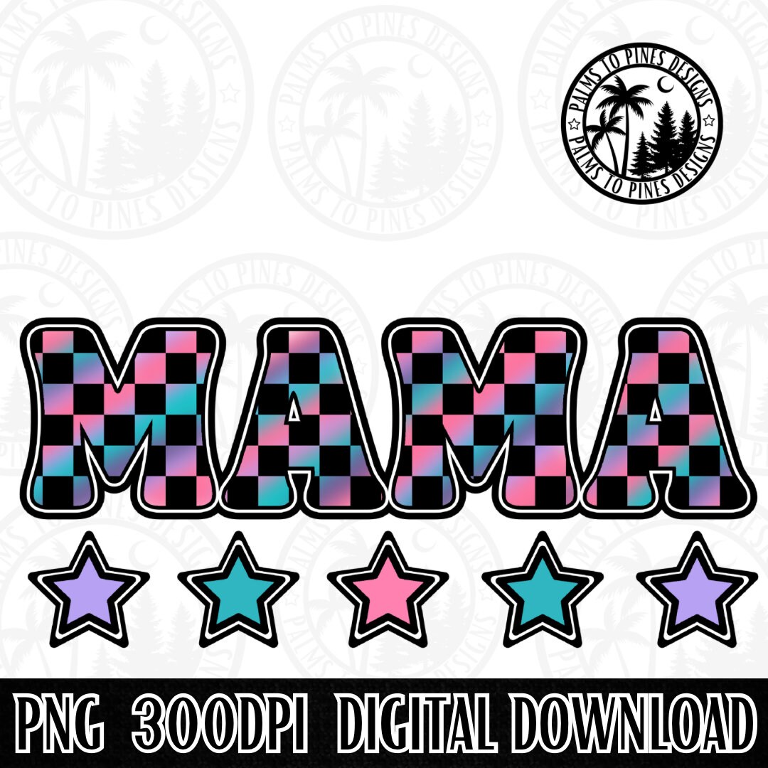 Fun Mama Design PNG, Mama Retro Design, Mama Lightening PNG, Checkered ...