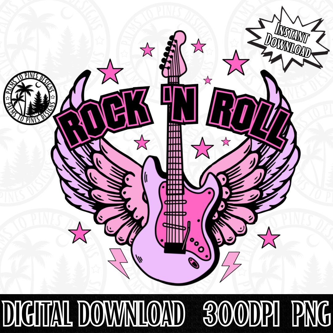 Rock N Roll Design PNG, Retro Design, Rock N Roll PNG, Rocker Design ...