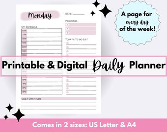 DIGITAL Daily Notepad to Do List Pink Productivity - Etsy