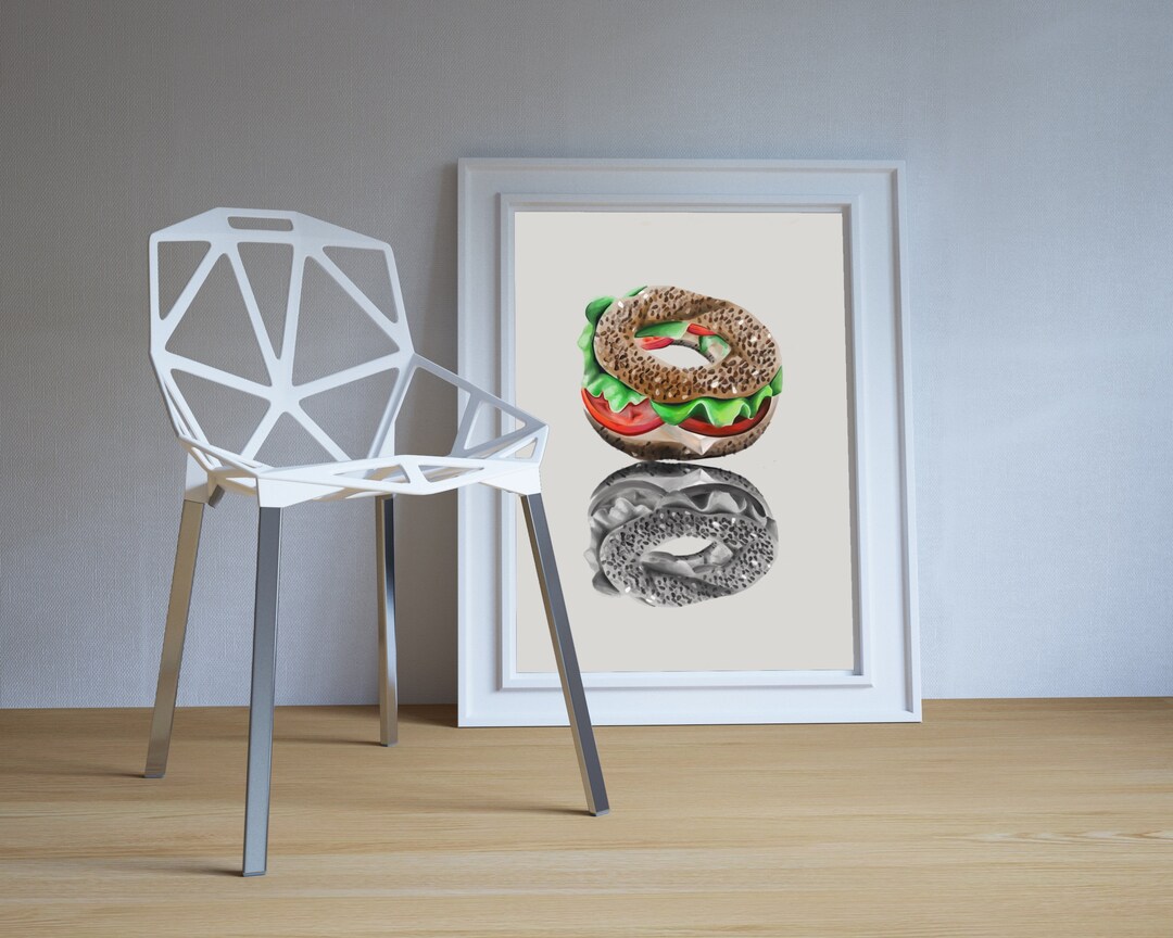 Watercolor Bagle, Bagel Art, Bagel Painting, Watercolor Print ...