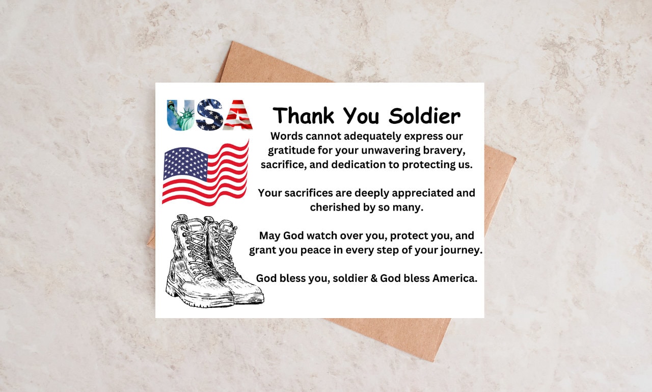 Thank You Soldier Card, Thank A Soldier Thank You Card,printable ...