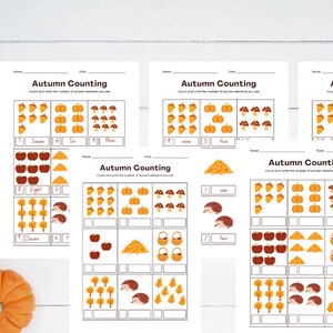 Autumn Counting Numbers Worksheet, Autumn Math Worksheets, Fall ...