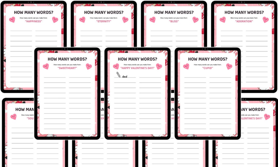 Valentine Make a Word Worksheet, Printable Valentine Worksheet, Holiday ...