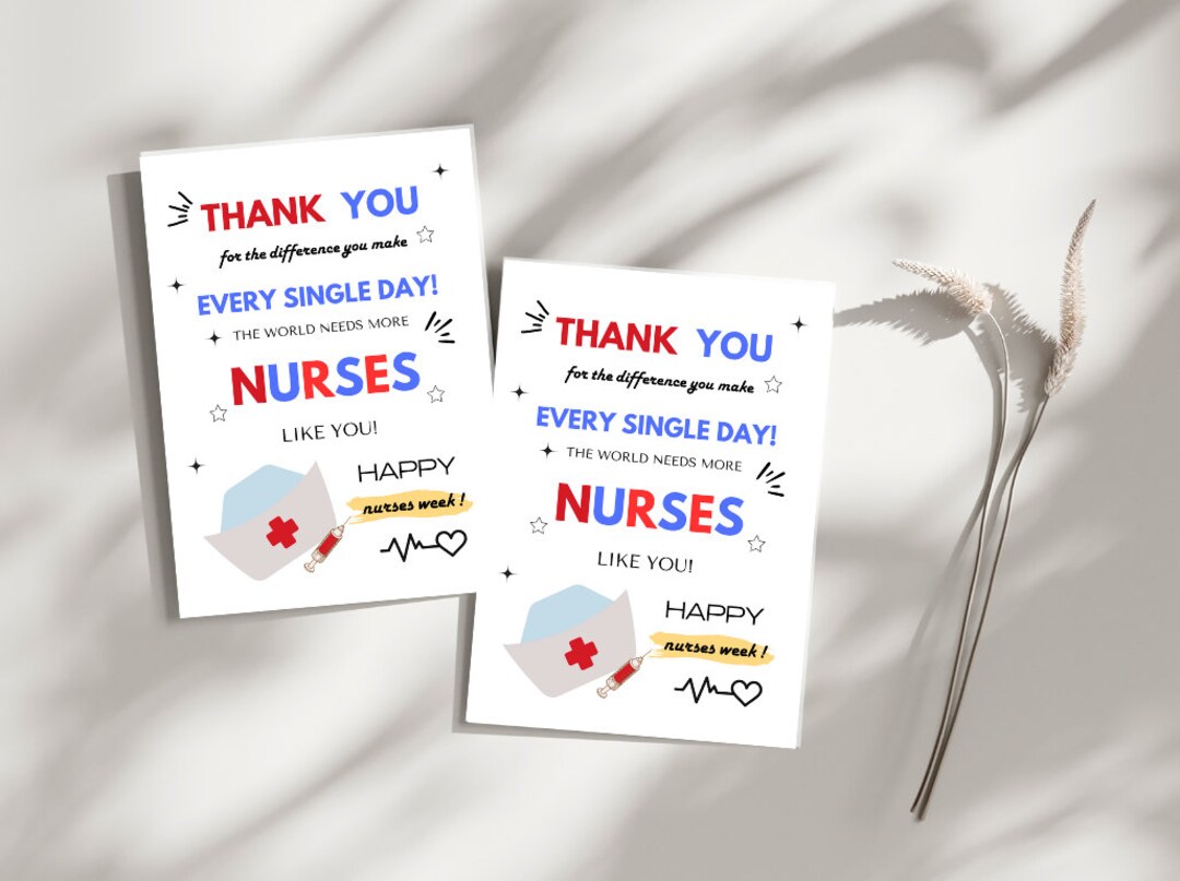 Nurse Appreciation Thank You Card, Nurse Thank You Printable Card ...