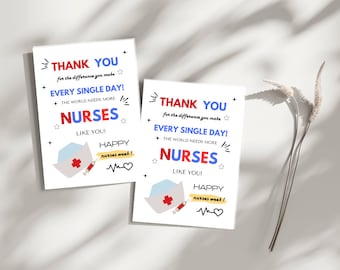 Nurse Appreciation Card Printable Nurse Week Gift Nurse Thank You Card ...