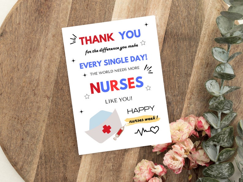 Nurse Appreciation Thank You Card, Nurse Thank You Printable Card ...