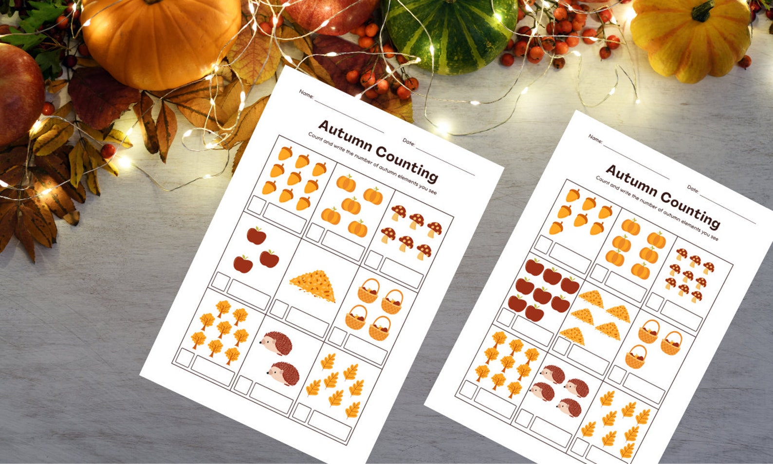 Autumn Counting Numbers Worksheet, Autumn Math Worksheets, Fall ...