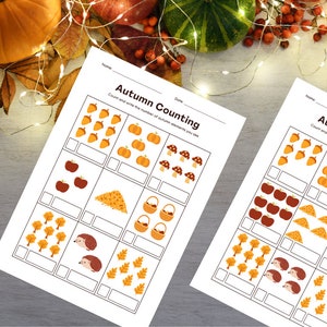 Autumn Counting Numbers Worksheet, Autumn Math Worksheets, Fall ...