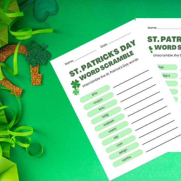 St Patricks Day Word Scramble - Etsy