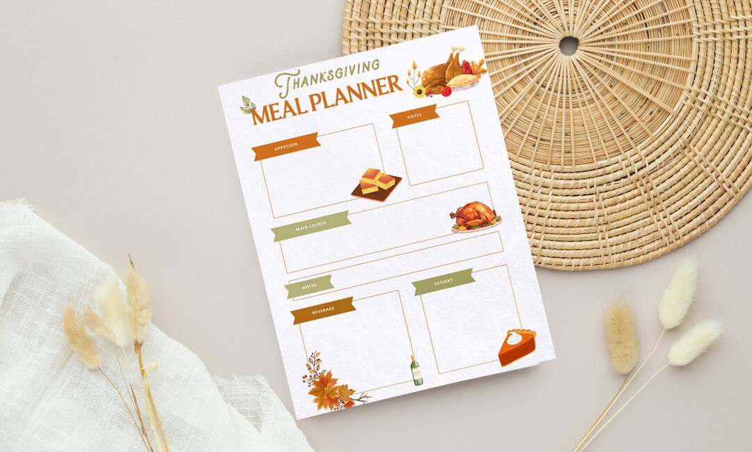 Thanksgiving Meal Planner, Printable Meal Planner, Thanksgiving Menu ...