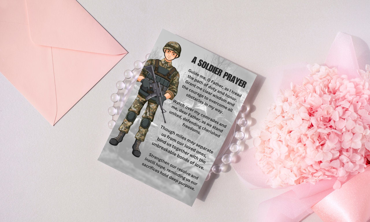 A Soldier Prayer Card, Printable Soldier Prayer Card, Military Prayer ...