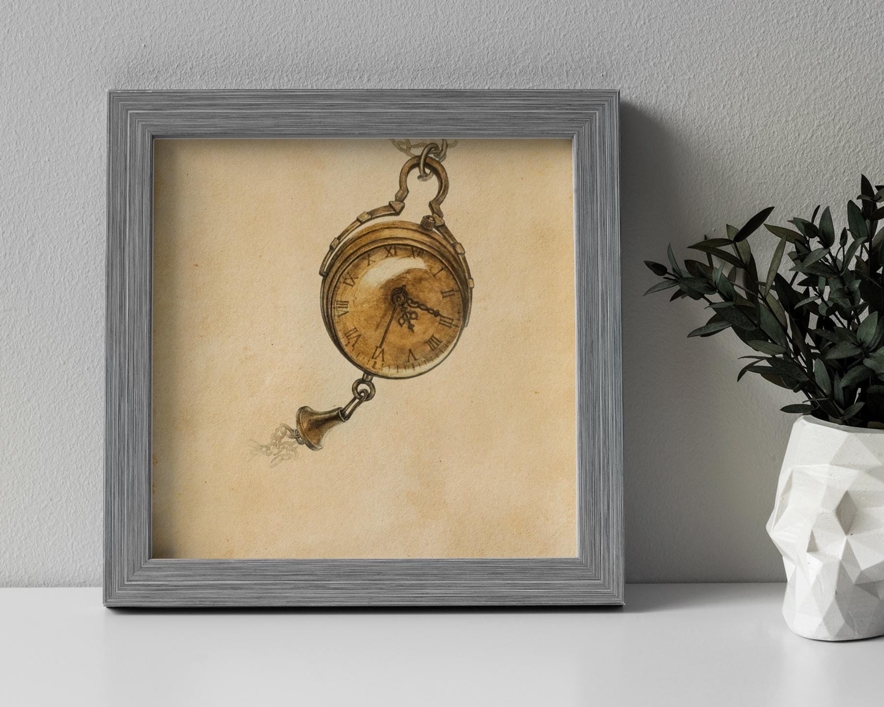 Antique Clock Art | Rustic Pocket Watch Art Print | Vintage Timepiece ...