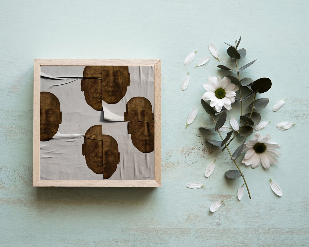 Abstract Surreal Faces Art Print, Fragmented Design, Unique ...