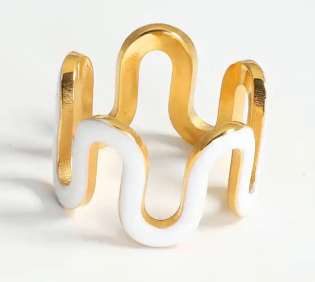 Squiggle Ring 18K Gold Plated Stainless Steel Waterproof - Etsy