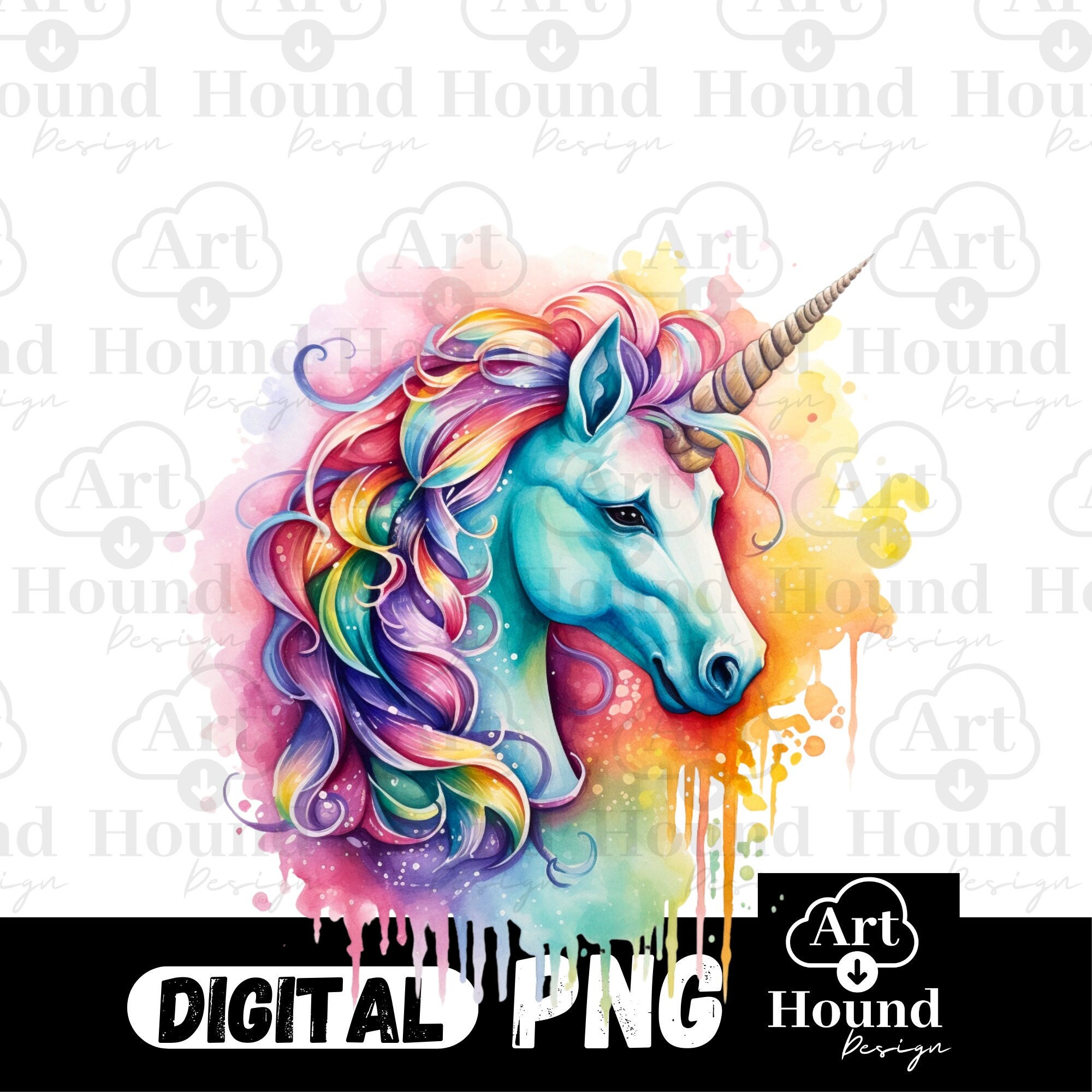 Watercolor Rainbow Unicorn PNG Clipart Cryptid Rainbow - Etsy