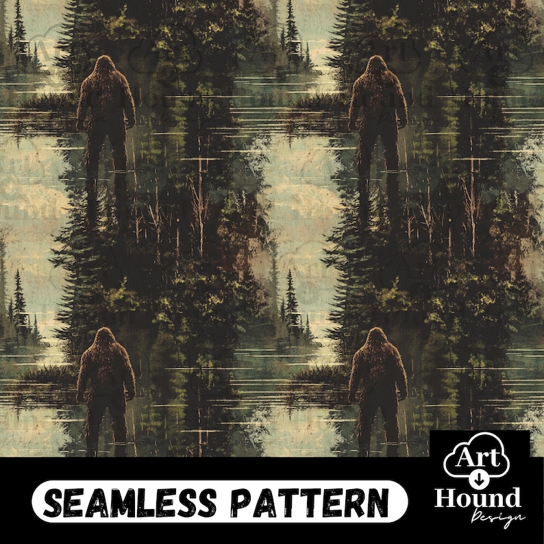 Sasquatch Camo : Seamless Digital Pattern PNG - Bigfoot Hunting Season ...
