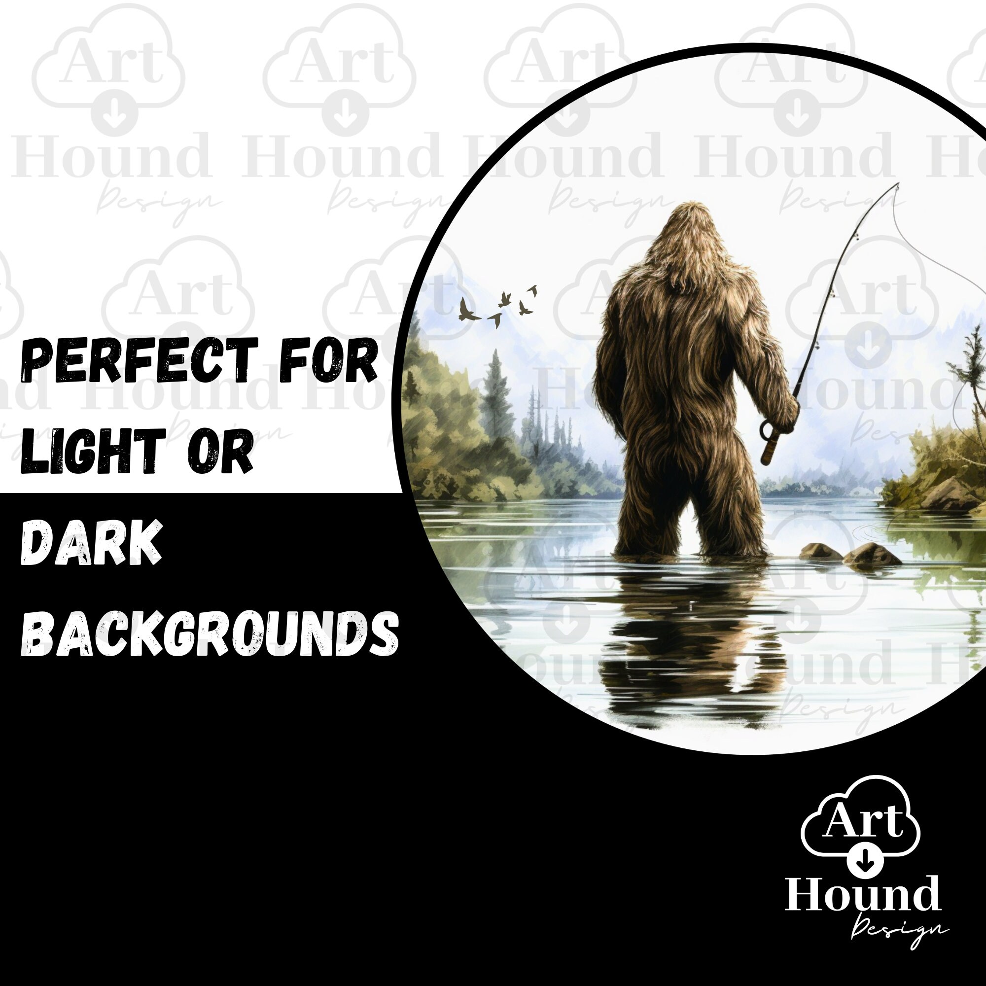 Bigfoot Fishing in Forest Lake : PNG - Cryptid Sasquatch in Woodland ...