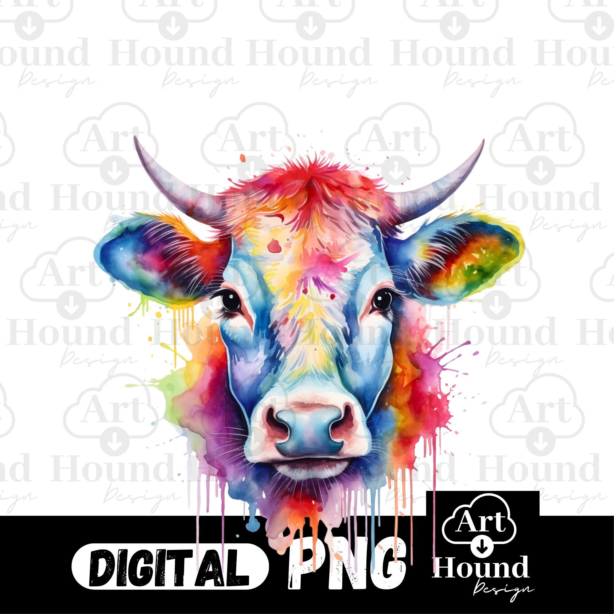 Watercolor Rainbow Cow PNG Clipart Enchanted Farm Animal Unleash the ...