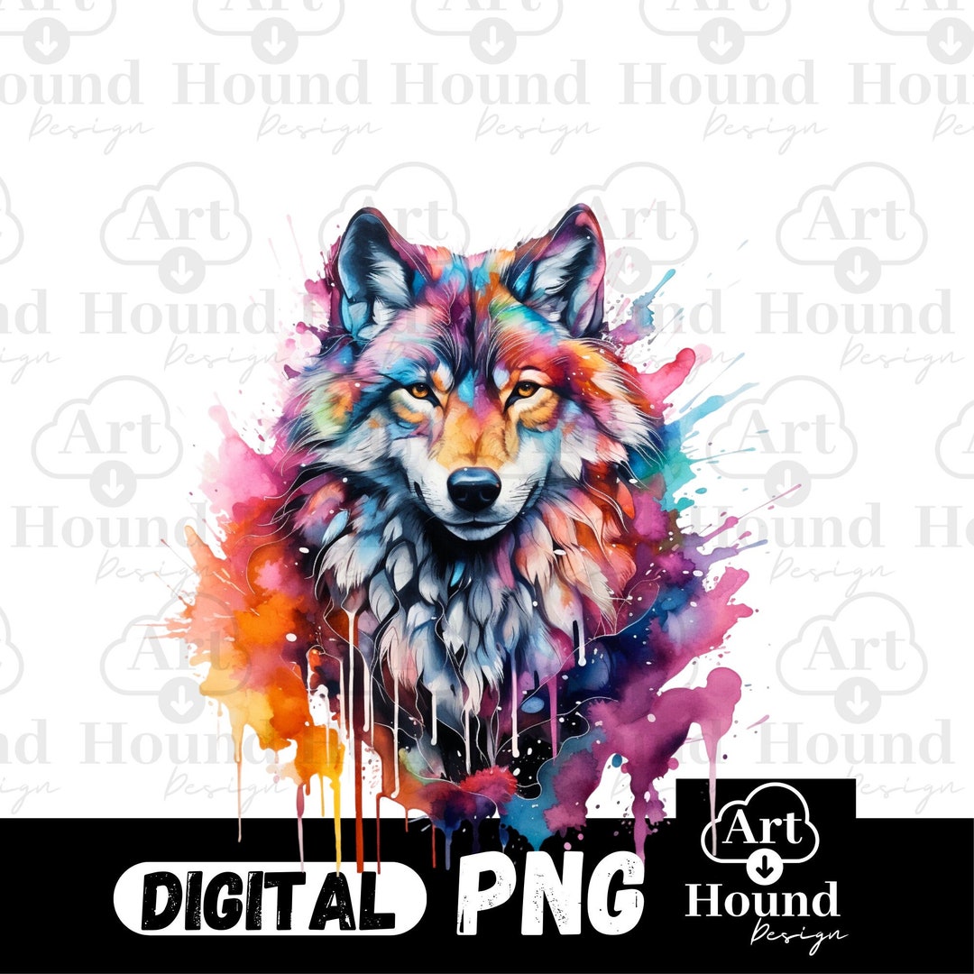 Mystical Alpha Omega Wolves: PNG - Viking Pagan Watercolor Rainbow Wolf ...