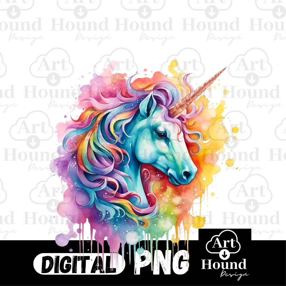 Watercolor Rainbow Unicorn - PNG Clipart - Cryptid Rainbow Horse ...