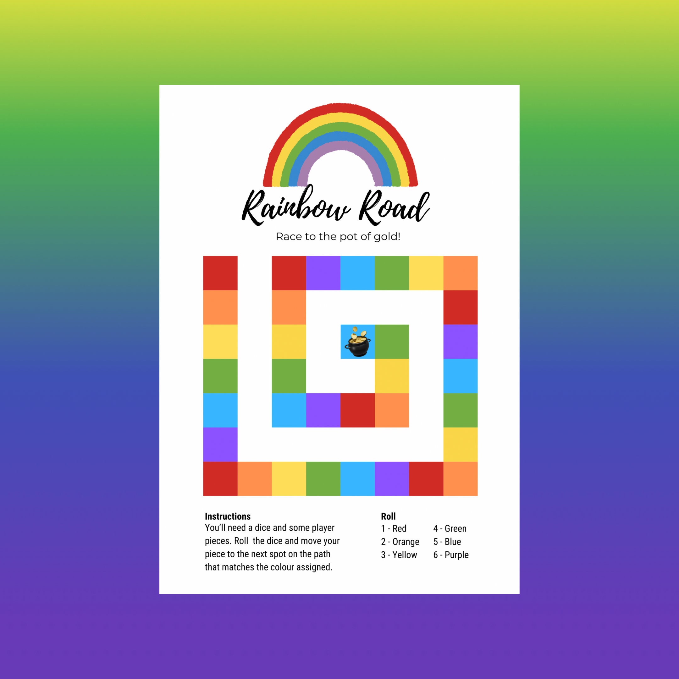 Rainbow Game Bundle for Kids Printable Fun and Learning Activities ...