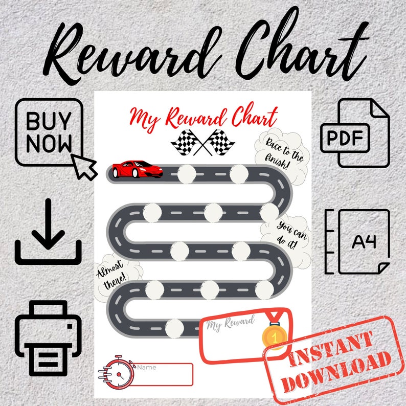Race Car Themed Sticker Reward Chart - Printable Track for Motivation ...