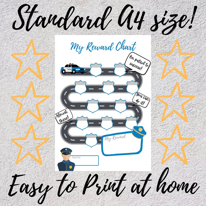 Police Car Reward Chart - A4 Printable Sticker Chart - Fun and Engaging ...
