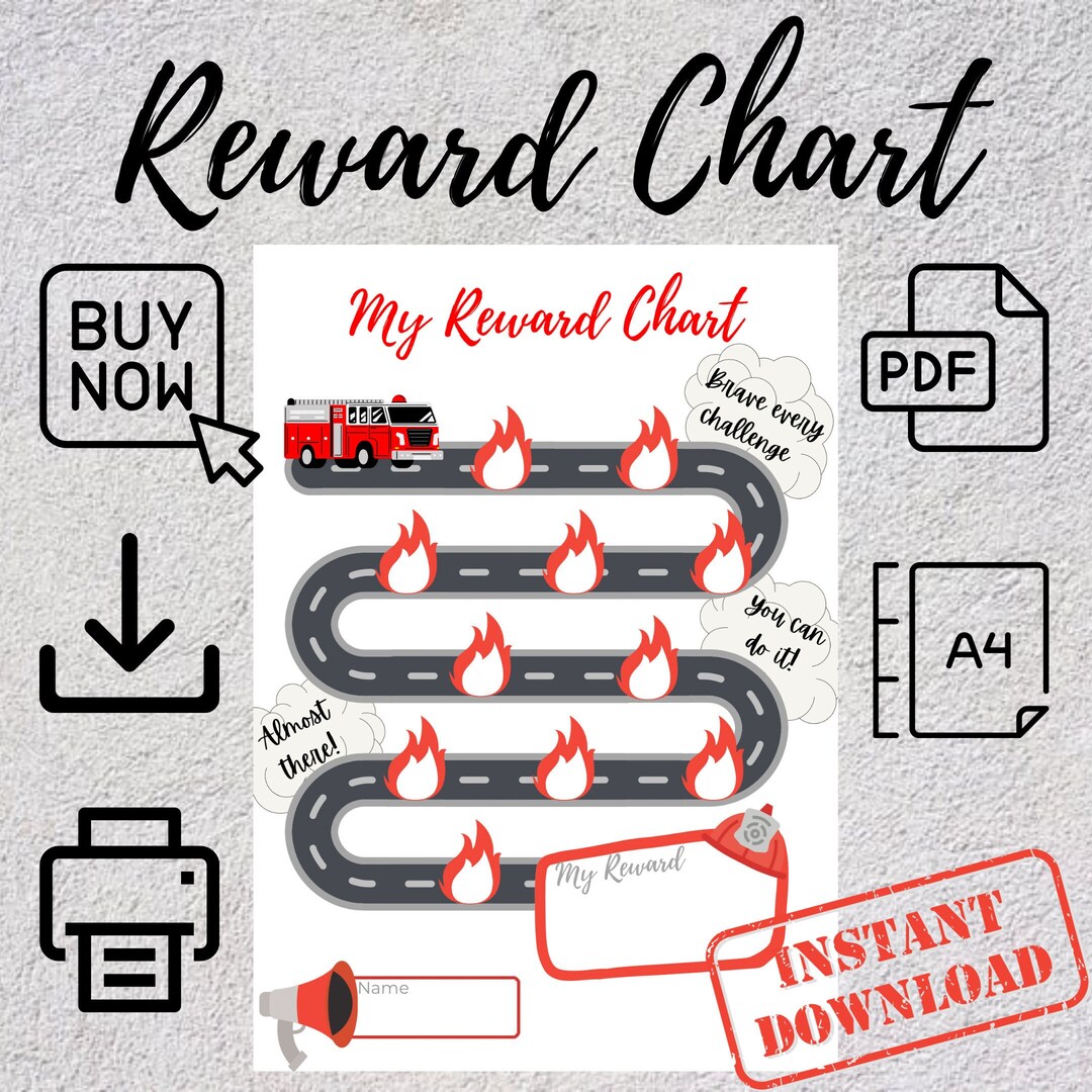 Fire Engine Sticker Reward Chart - Motivational Kids Activity ...