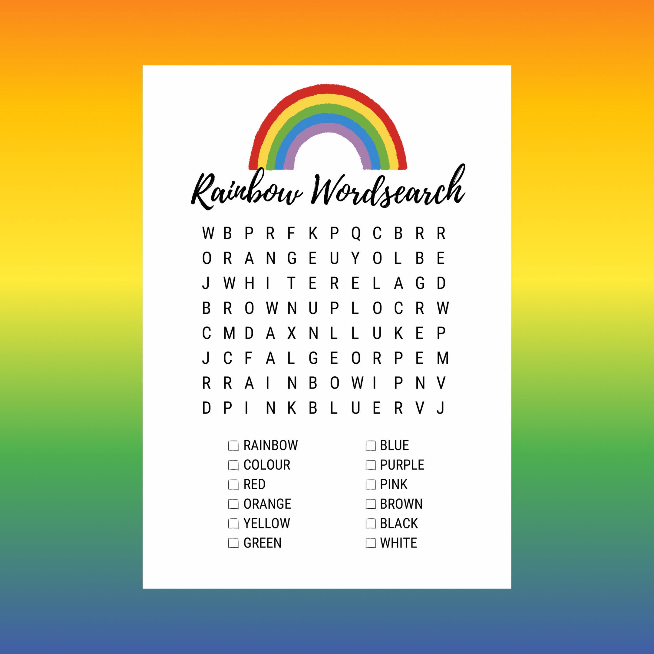 Rainbow Game Bundle for Kids Printable Fun and Learning Activities ...