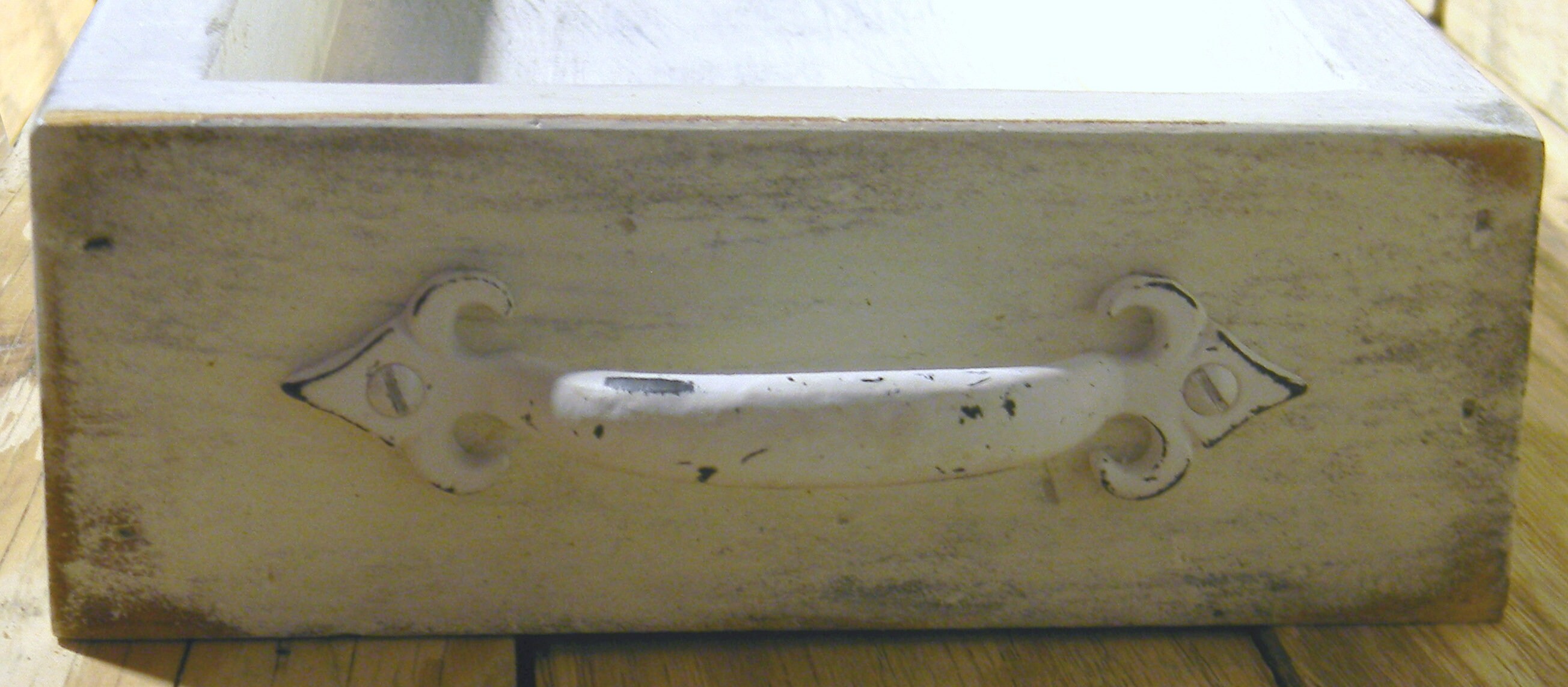 Rustic Farmhouse Table Trough in Distressed White With Floral Decoupage ...