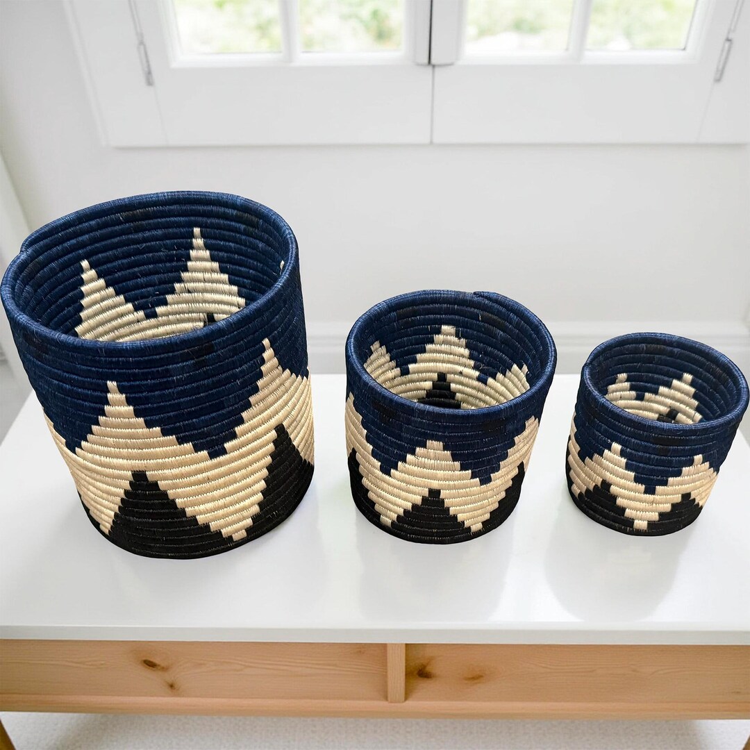 Handwoven African Planter Baskets Set of 3 Handmade Sisal Basket Vase ...
