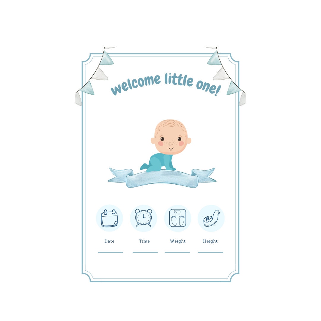 Welcome Little One, Baby Boy Poster, New-born Baby Celebration - Etsy